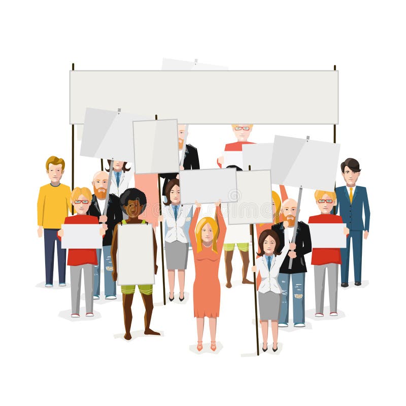 Demonstration: Crowd People Demonstrating Stock Illustration ...