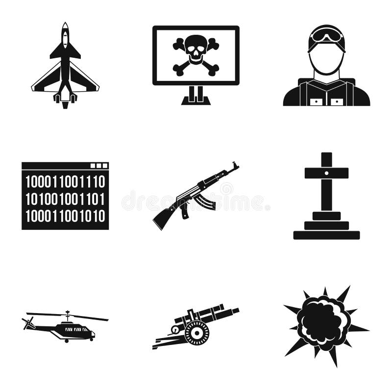 Riot Icons Set, Simple Style Stock Illustration - Illustration of ...