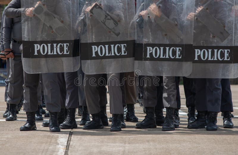 Riot Police Control the Crowd Stock Image - Image of baton, illegal ...