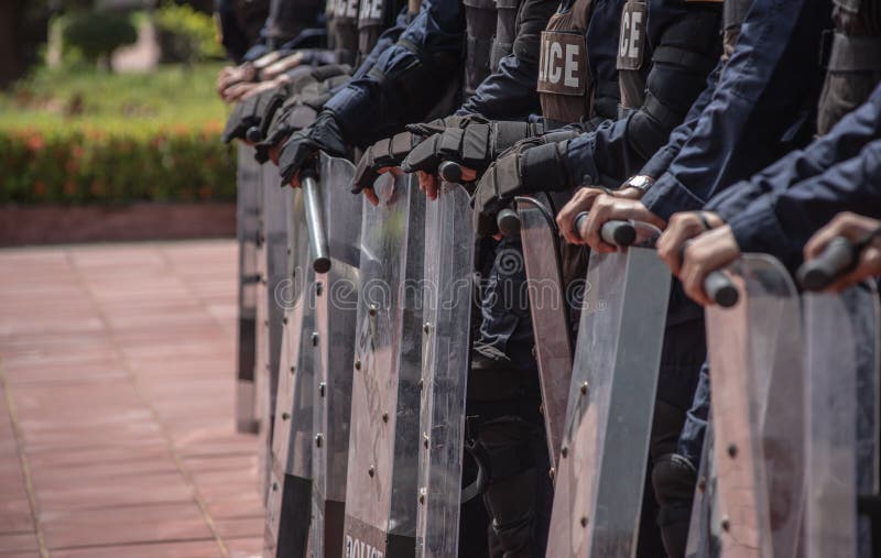 Riot Police Control the Crowd. Stock Image - Image of armour ...