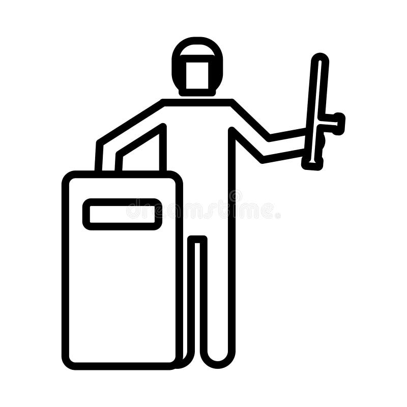 Riot Police Shields Silhouette Style Icon Stock Vector - Illustration ...