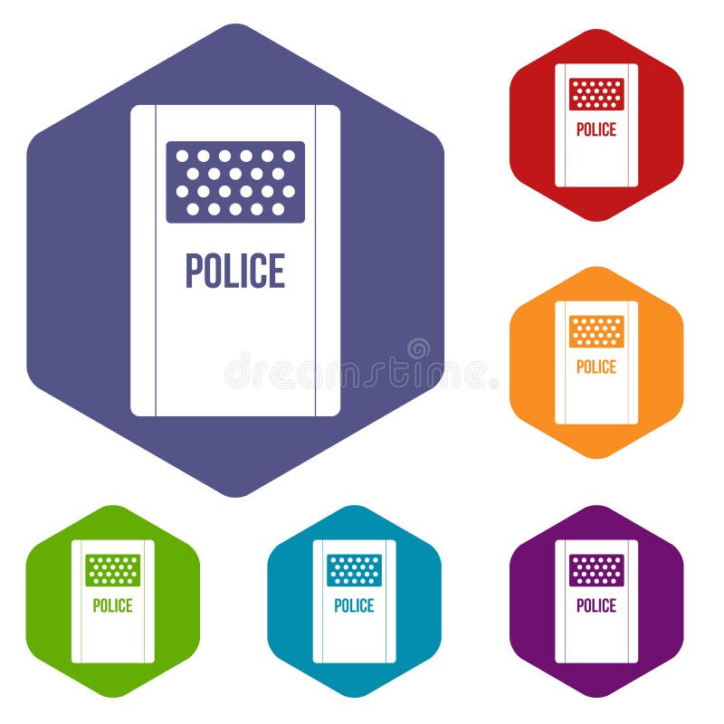 Riot Shield Icons Set Hexagon Stock Vector - Illustration of crime ...