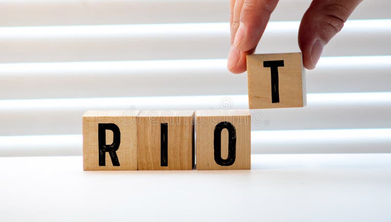 RIOT Word Made with Building Blocks on White Stock Image - Image of ...