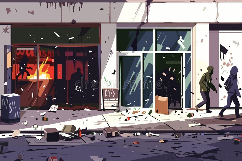Riots Looting Shops Stock Image Isolated Vector Style Stock Vector ...