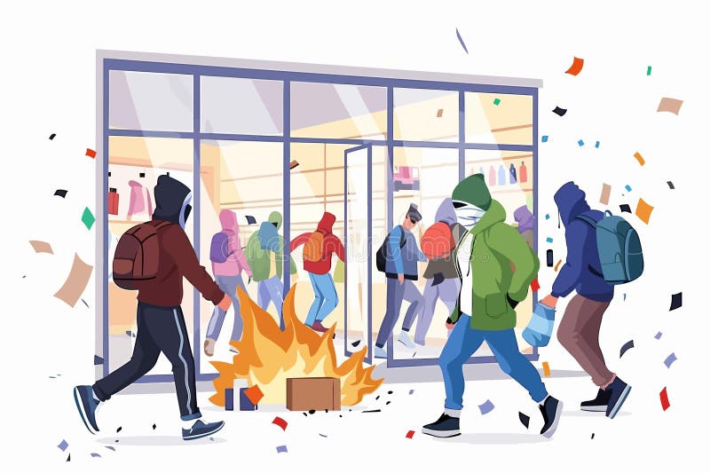 Riots Looting Shops Stock Image Isolated Vector Style Stock Vector ...