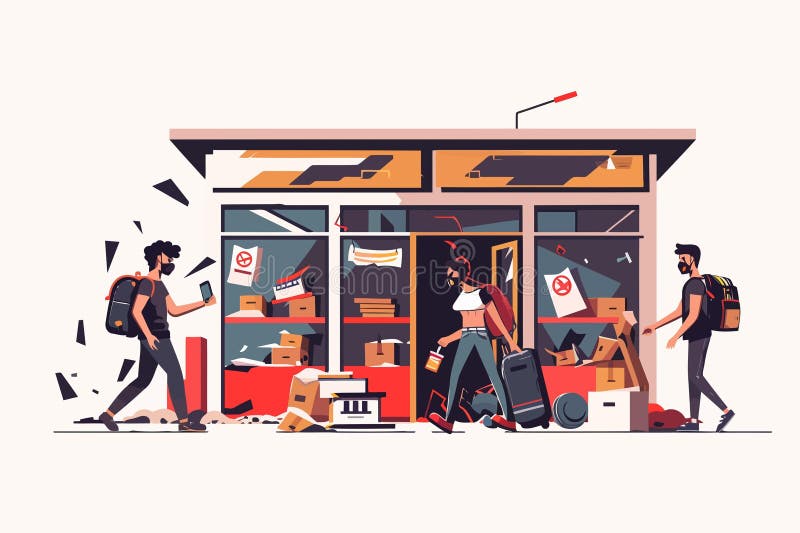 Riots Looting Shops Stock Image Isolated Vector Style Stock Vector ...