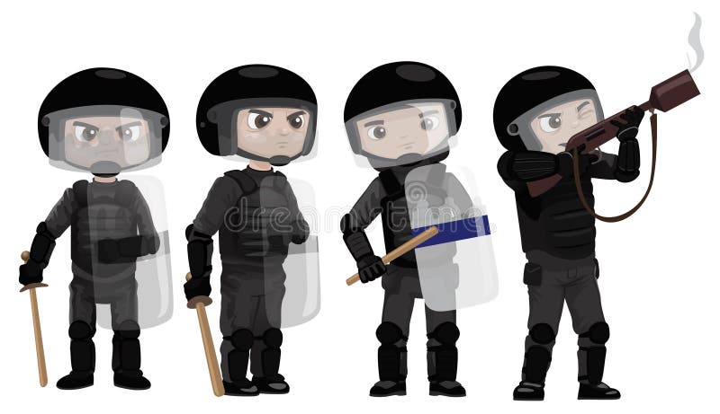 Cartoon Soldier Policeman Agent and Pilot Character Vector Set Stock ...