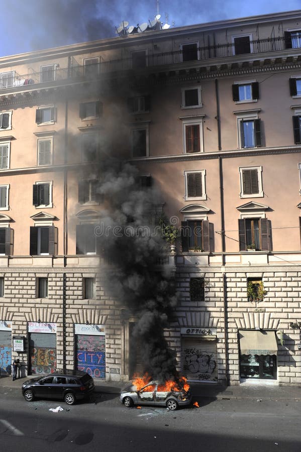 Riots in Rome - Italian Students Protest Editorial Photography - Image ...