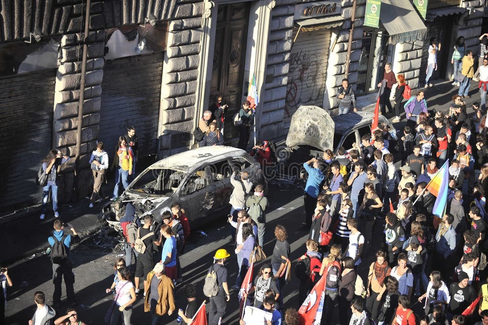 Riots in Rome - Italian Students Protest Editorial Photo - Image of ...