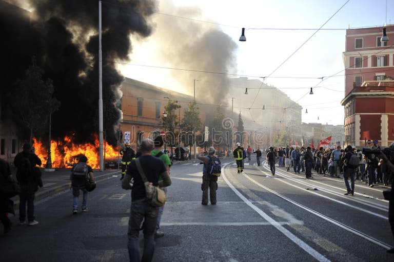 Riots in Rome - Italian Students Protest Editorial Stock Image - Image ...