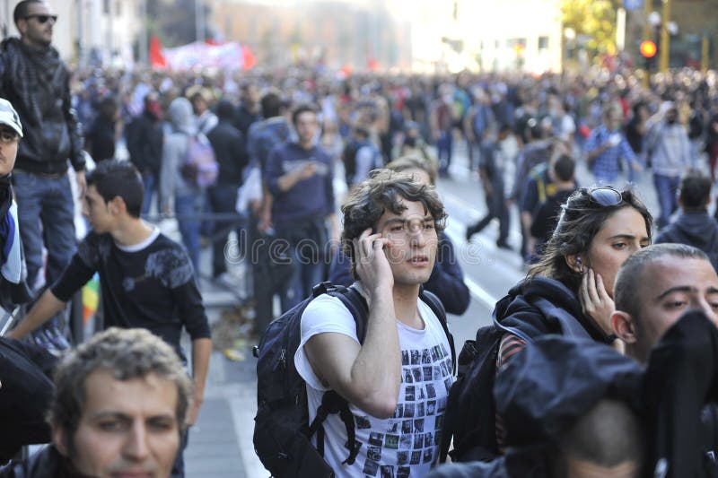 Riots in Rome - Italian Students Protest Editorial Stock Photo - Image ...