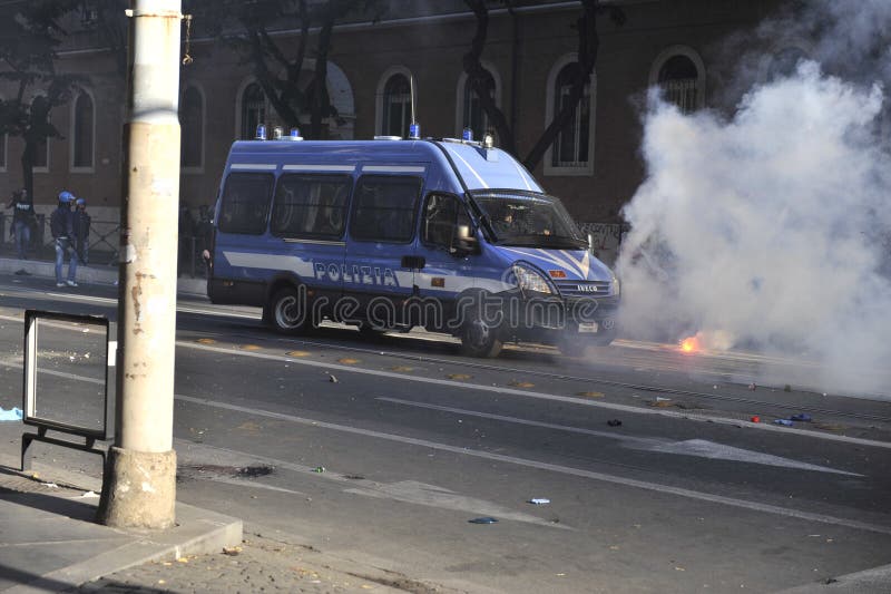 Riots in Rome - Italian Students Protest Editorial Stock Image - Image ...