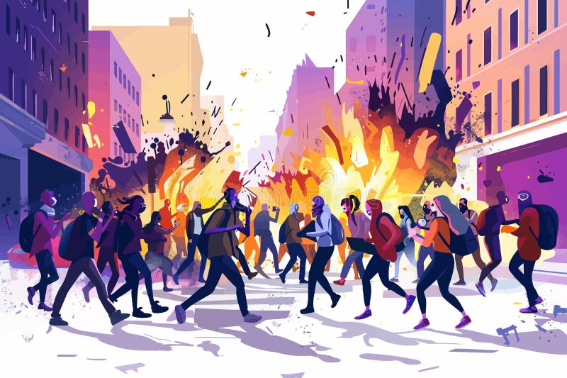 Riots on Street Stock Image Isolated Vector Style Stock Vector ...