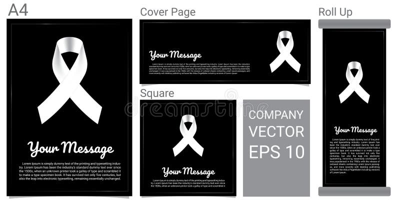 RIP Funeral Card White Ribbon and Text Banner on Black Background ...