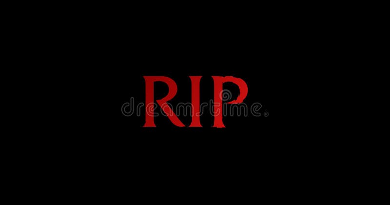 RIP and Rest in Peace Text Animation on Black Background Stock ...