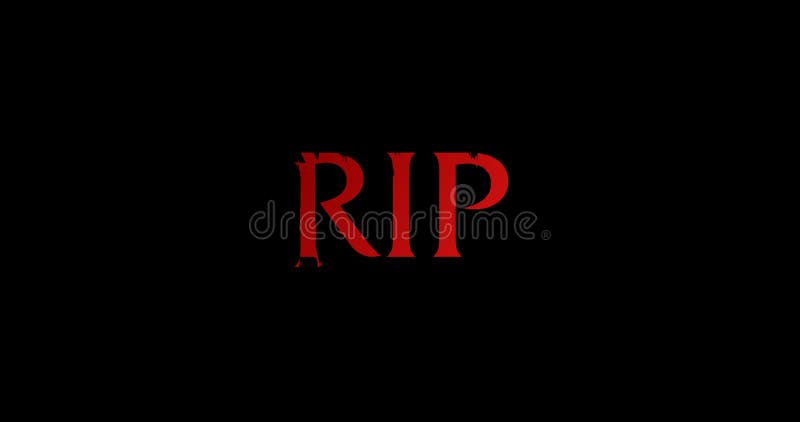 RIP and Rest in Peace Text Animation on Black Background Stock ...