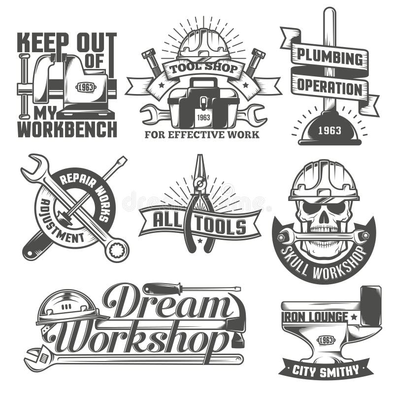 Ripari Il Logos Dell'officina Illustrazione Vettoriale - Illustrazione ...