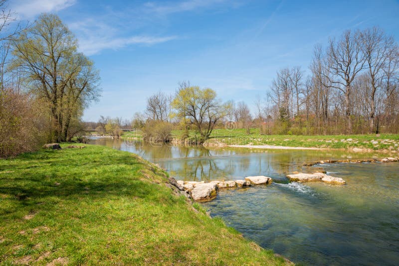 Riparian Zone Mangfall River Near Bad Aibling, Upper Bavarian Landscape ...