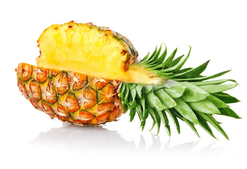 Ripe Ananas Fruit with Green Leaves Stock Photo - Image of background ...