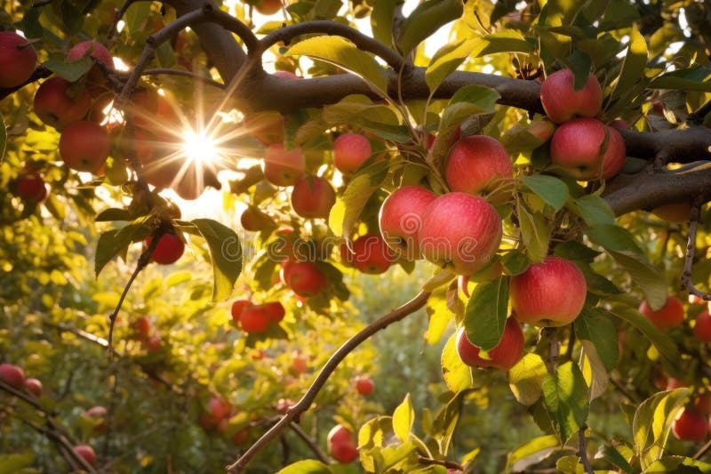 Ripe Apples on Tree Branches in Sunlight Stock Image - Image of healthy ...
