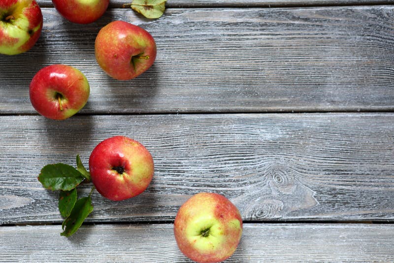 Ripe Apples on Wooden Boards Stock Photo - Image of garden, organic ...
