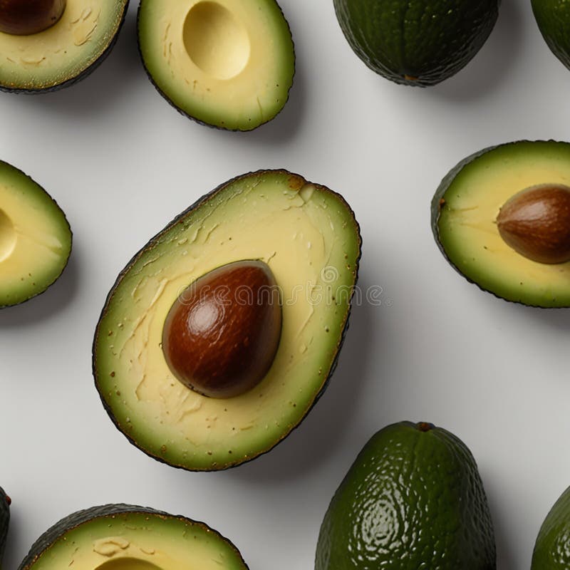 Ripe avacado cut in half stock illustration. Illustration of tropical ...