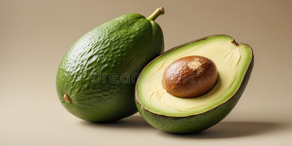 A Ripe Avocado Cut Open with a Brown Pit in the Center. Stock Image ...