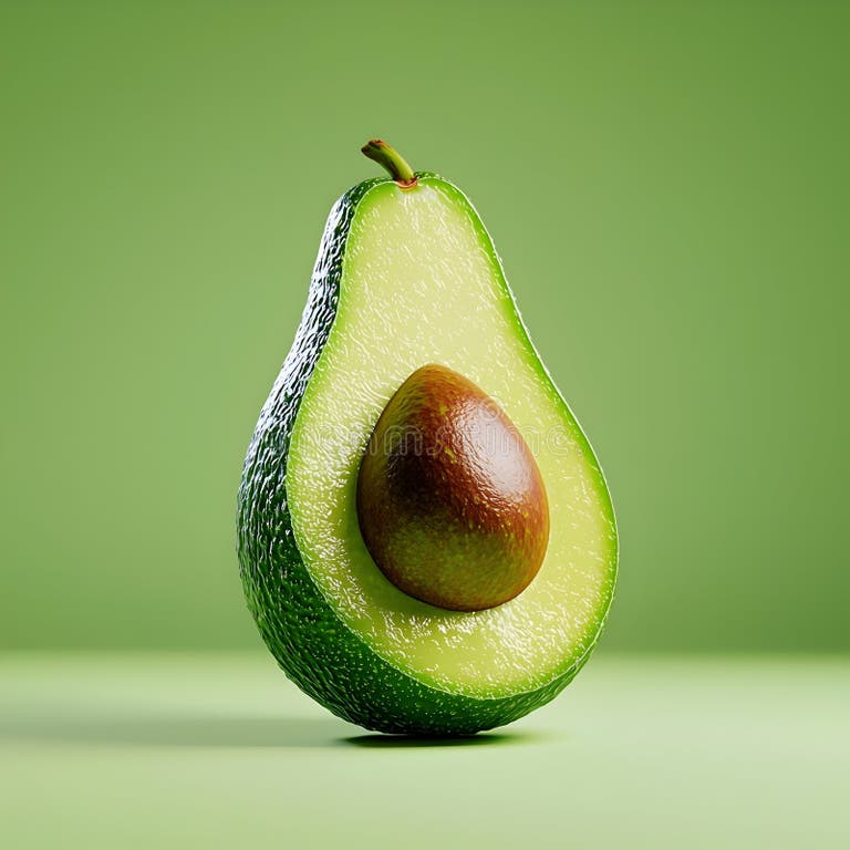 Ripe Avocado Half Cut Open on Clean White Studio Background Stock ...