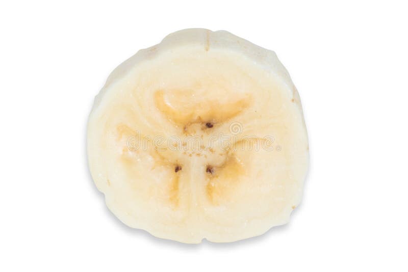 Ripe Banana Cut into Round Slice.Isolated on White Background Stock ...