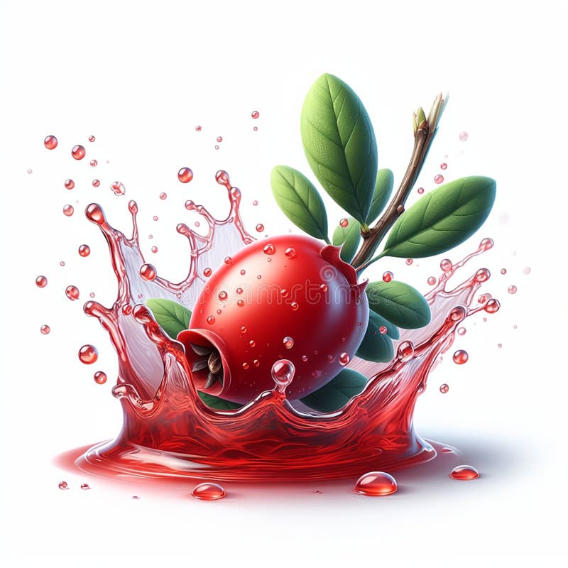 Ripe Barberry Berry in a Splash of Liquid on a White Background Stock ...