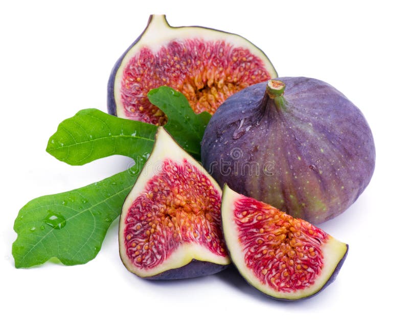 Ripe, Beautiful Fig and Green Leaf Stock Photo - Image of isolated ...