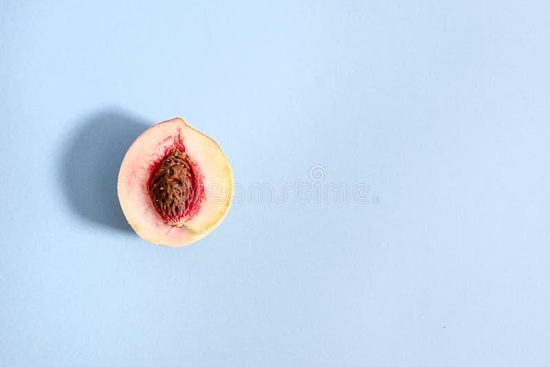 Ripe Beautiful Peach Split in Half. Visible the Stone is Stock Image ...