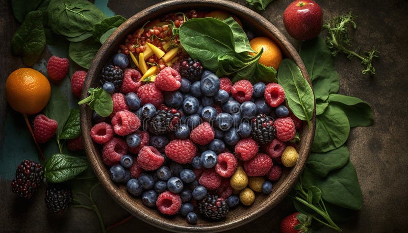 Ripe Berry Collection on Rustic Wooden Table Generated by AI Stock ...