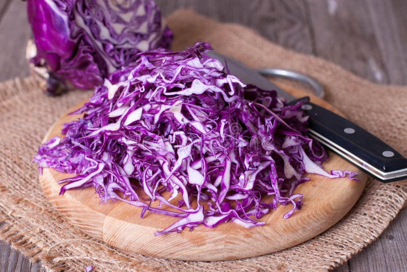 Ripe Blue Cabbage on a Wooden Board Stock Image - Image of ingredient ...