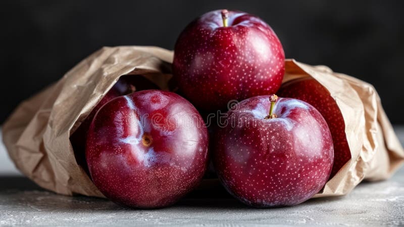 Ripe Blue Plums in a Paper Bag Stock Photo - Image of vegetarian, green ...