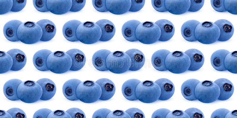Ripe Blueberries Forming a Seamless Pattern on White Background Stock ...