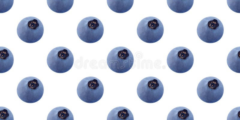 Ripe Blueberries Forming Seamless Pattern on White Background Stock ...