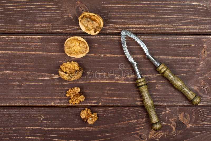 Ripe Brown Walnut on Brown Wood Stock Photo - Image of pair, delicious ...
