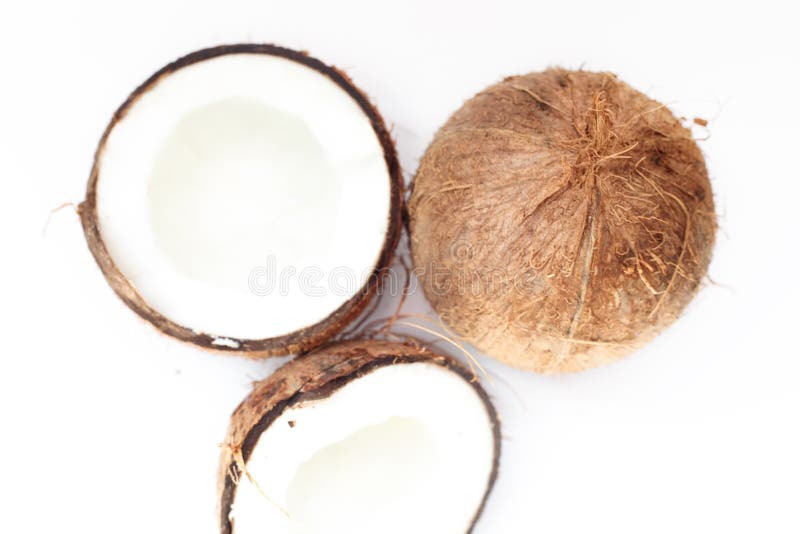 Ripe Coconuts and Half Coconut on White Background Stock Image - Image ... Ripe Coconuts and Half Coconut on White Background Stock Image - Image ...