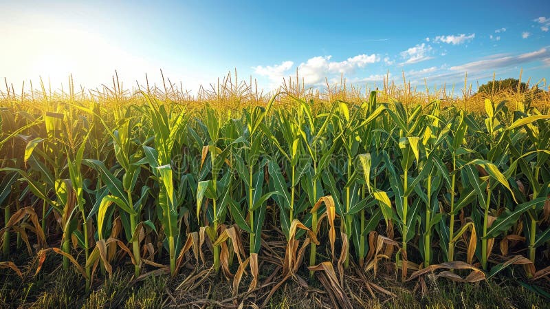 Ripe Corn in the Field. Corn Cobs in the Field of Corn Plantation Stock ...