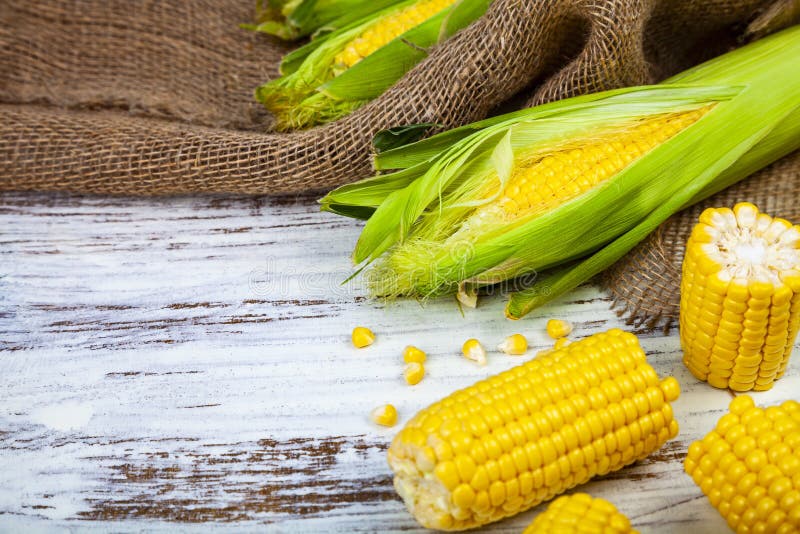 Ripe Corn on a Wooden Table Stock Image - Image of corncob, healthy ...