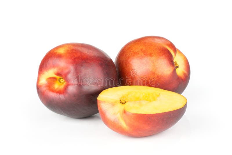 Ripe Deep Red Nectarine Isolated on White Stock Photo - Image of bright ...