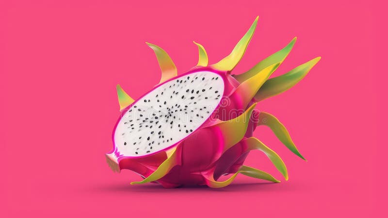 Ripe Dragon Fruit Flat Design Front View Tropical Theme Animation Vivid ...