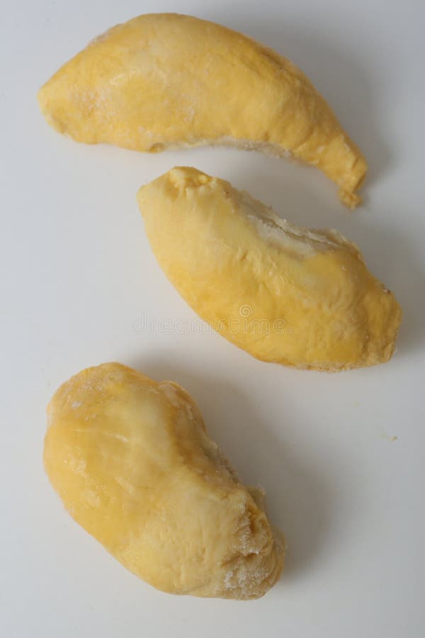 Ripe Durian Fruit Pulp Closeup Photo Isolated on White Stock Image ...