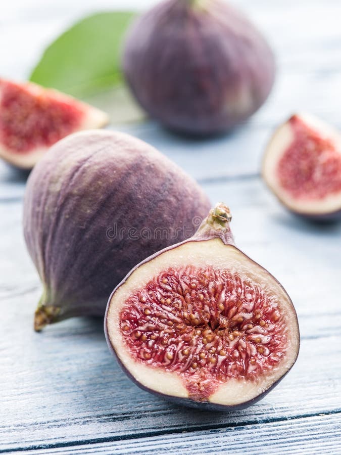Ripe Fig Fruit on the Wooden Table. Stock Photo - Image of purple ...