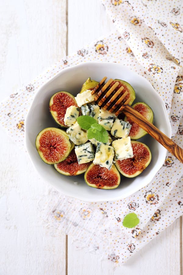 Ripe figs and blue cheese stock photo. Image of compatibility - 60376896