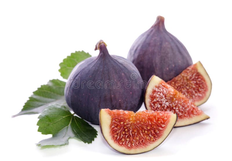 Ripe Figs with Leaves Over White Stock Photo - Image of fresh, white ...