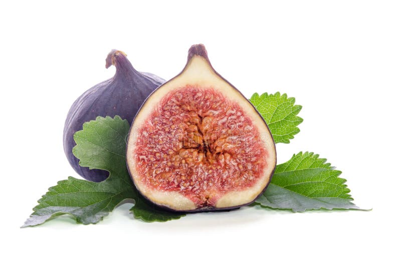 Ripe Figs with Leaves Over White Stock Photo - Image of nature, tasty ...