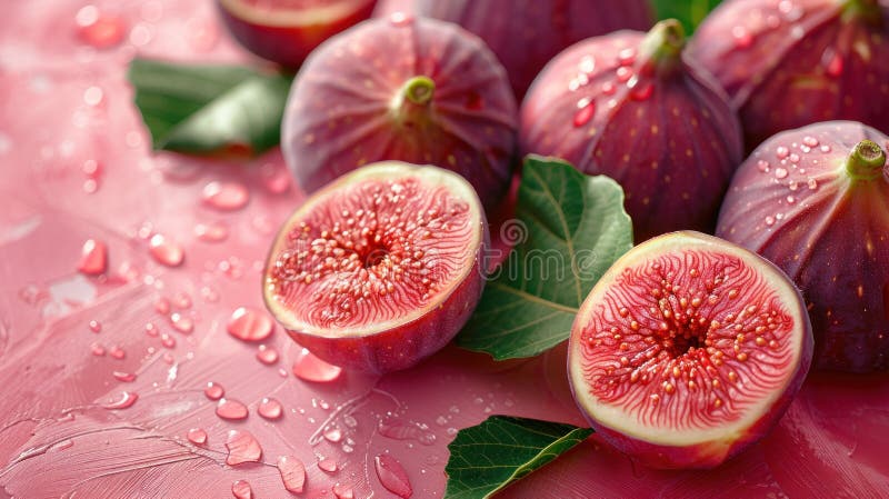 Ripe Figs with Leaves on a White Background Stock Illustration ...