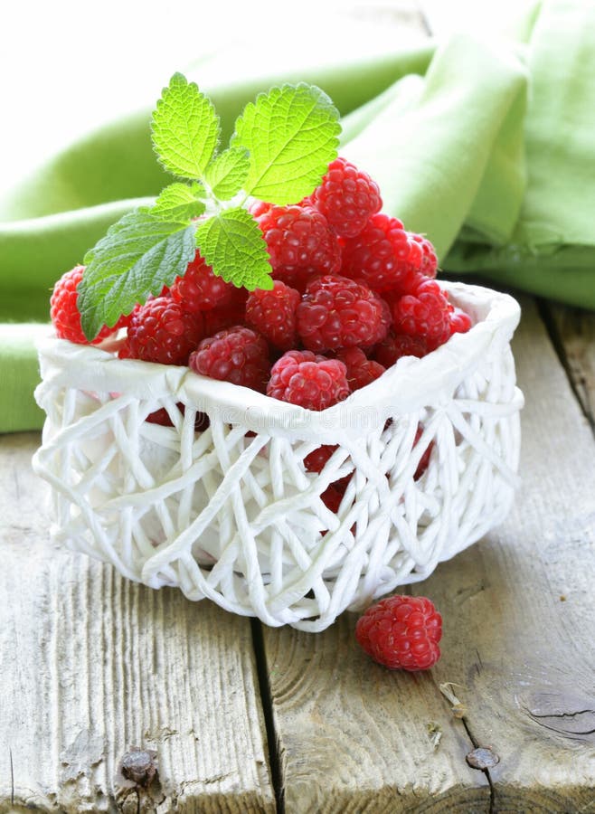 Ripe Fresh Organic Raspberries Stock Photo - Image of basket, berry ...